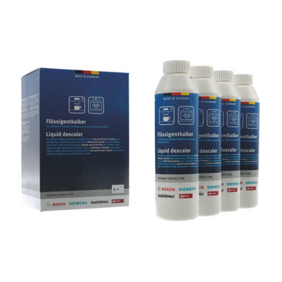 Bosch Liquid Descaler for Kettles, Coffee Machines, Steam Ovens (4 x 250ml)