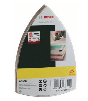 BOSCH Mixed Grit Delta Sanding Sheets (25/Pack) (For: Bosch PSM 80A ...