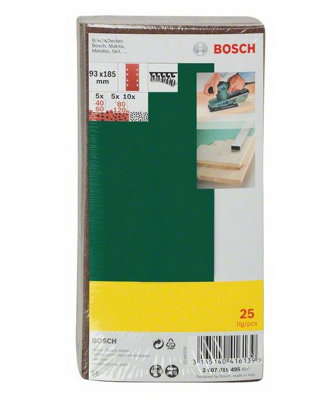 BOSCH Mixed Grit Sanding Sheets 25 Pack For Bosch PSM 200 AES PSS 200A PSS 250A