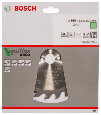 BOSCH Optiline Wood Circular Saw Blade (160mm) (To Fit: Bosch ...