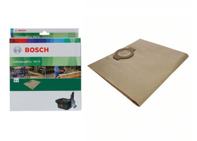 BOSCH Paper Dust Bags (5/Pack) (To Fit: Bosch AdvancedVac 18V-8 ...