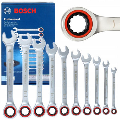 Bosch Professional 10 Piece Ratchet Spanner Set 8 10 12 13 14 15 16 17 18 19