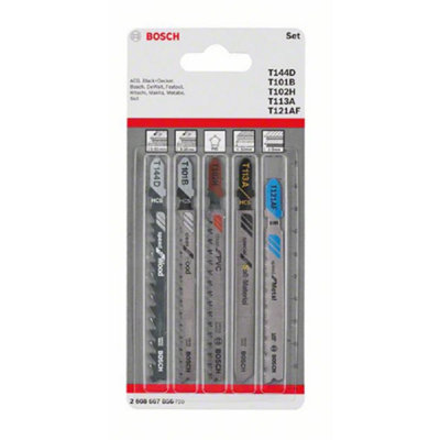 BOSCH PROFESSIONAL 5-PIECE JIGSAW BLADE SET - ALLROUNDER T 144 D, T 101 ...