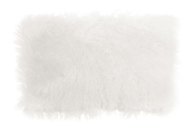 Bosie Mongolian Fur White Rectangular Cushion