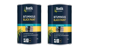 Bostik Bituminous Black Paint Waterproofing 2.5L Pack of 2