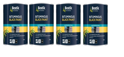 Bostik Bituminous Black Paint Waterproofing 2.5L Pack of 4