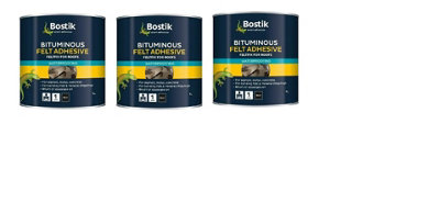 Bostik Bituminous Felt Adhesive Waterproofing 1L Pack of 3