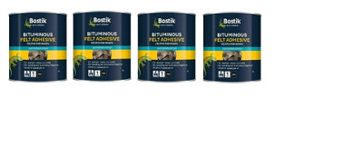 Bostik Bituminous Felt Adhesive Waterproofing 1L Pack of 4