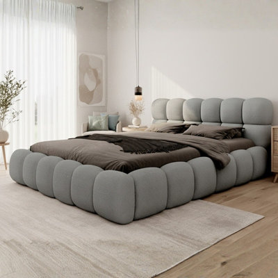 Boston 200 x 200 cm Bed with Storage Wooden Frame SpringLift Mechanism Grey