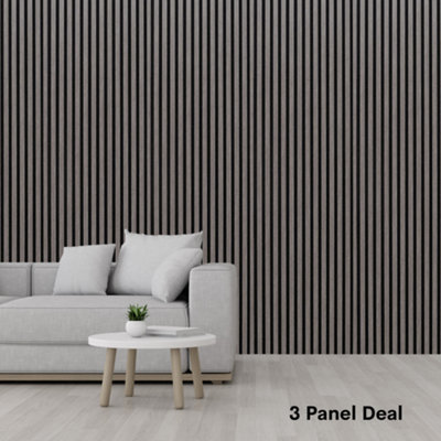 Boston Grey Oak Acoustic Decorative Slat MDF Wall Panels 2400mm Length ...