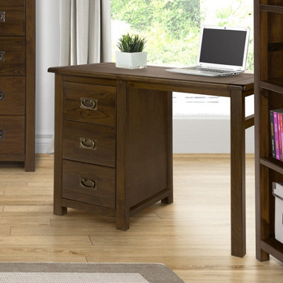 Boston single pedestal dressing table, rich dark brown lacquer finish