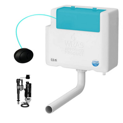 Bottom Entry Concealed Toilet Cistern WC with Dual Flush Oval Black ...