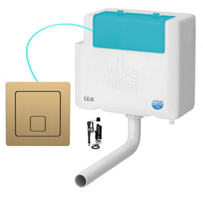 Bottom Entry Concealed Toilet Cistern WC with Dual Flush Square Brushed ...