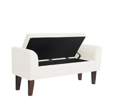 Boucle Chaise Longue Storage Bench - Cream