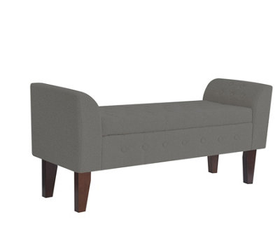 Boucle Chaise Longue Storage Bench - Grey