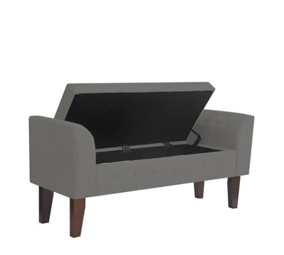 Boucle Chaise Longue Storage Bench - Grey