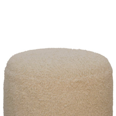 Boucle Cream Round Upholstered Footstool | DIY at B&Q