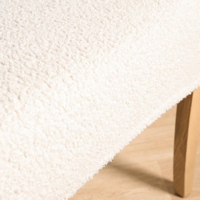 Boucle Seat Covers Dining Chair Slip Elastic Furniture Protector, Cream