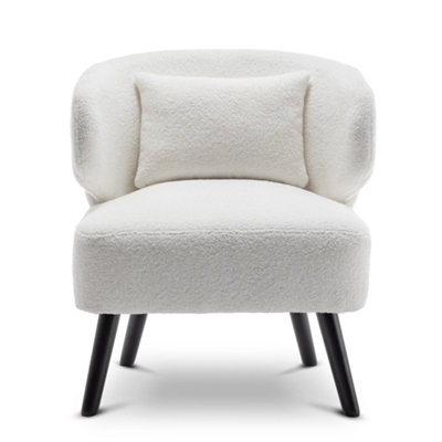 Boucle Teddy Fabric Accent Chair in White