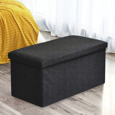 Boucle Two Seater Foldable Storage Box Black | DIY at B&Q