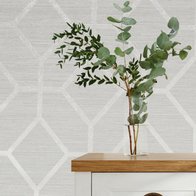 Boutique Asscher Pearl Geometric Wallpaper | DIY at B&Q
