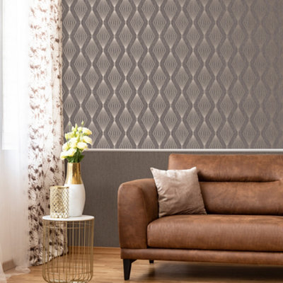 Boutique Marquise Geometric Smokey Quartz Wallpaper | DIY at B&Q