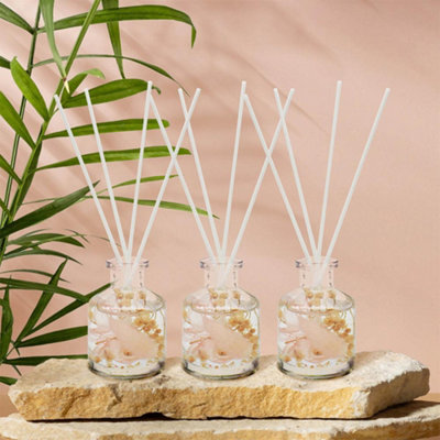 Boutique Peony & Blush Suede Floral Reed Diffuser Set of 3 Gift Set ...