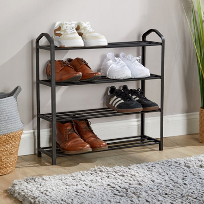 Bowland 4 Tier Metal Plastic Shoe Storage Rack Hallway Entryway Shelving