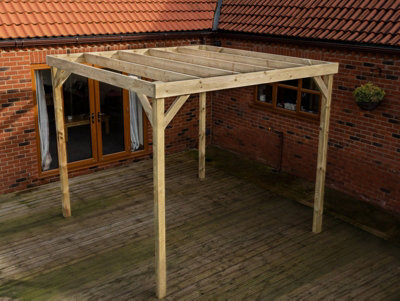 Box pergola, wooden diy kit , 3m x 3m (Rustic brown finish)