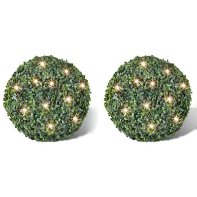 Boxwood Ball Artificial Leaf Topiary Ball 35 cm Solar LED String 2 pcs ...