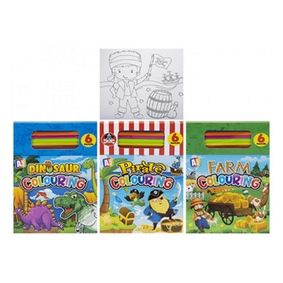 Boys Colouring Pad Book With 6 Pencils - Assorted
