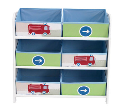 Boys Vehicles 6 Bin Storage Unit