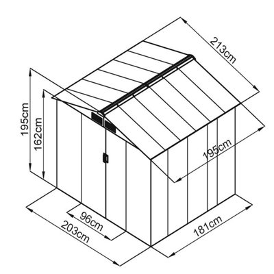 BPS Deluxe Outdoor Apex Steel Garden Shed 7 x 6ft Grey - Easy Assembly ...