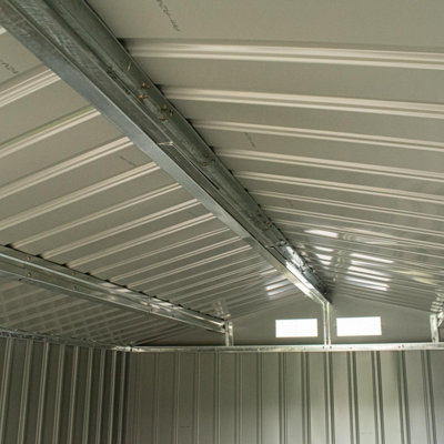 BPS Deluxe Outdoor Apex Steel Garden Shed 7 x 8ft Grey - Easy Assembly ...