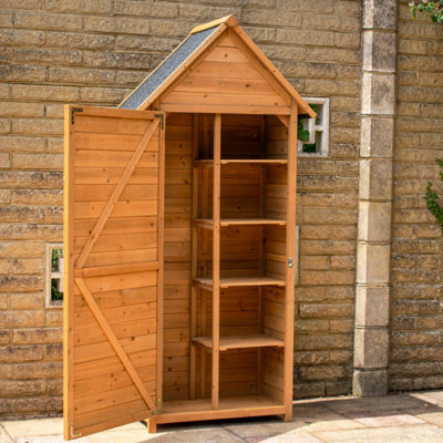 BPS Deluxe Wooden Apex Tool Tower - Outdoor Storage Cabinet - 4 ...