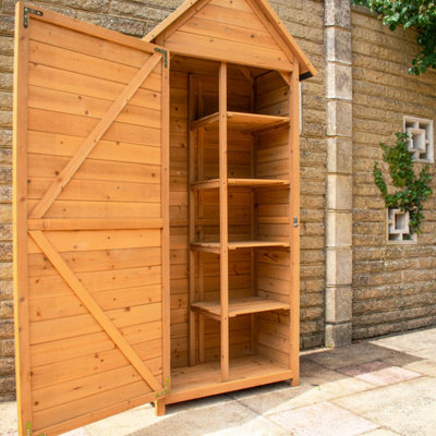 BPS Deluxe Wooden Apex Tool Tower - Outdoor Storage Cabinet - 4 ...