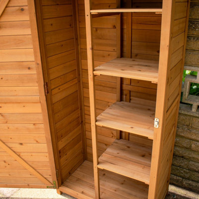 BPS Deluxe Wooden Apex Tool Tower - Outdoor Storage Cabinet - 4 ...