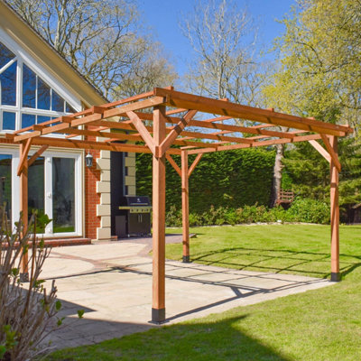BPS Deluxe Wooden Pergola - 3x3m - Garden Gazebo - Premium Slow Grown ...