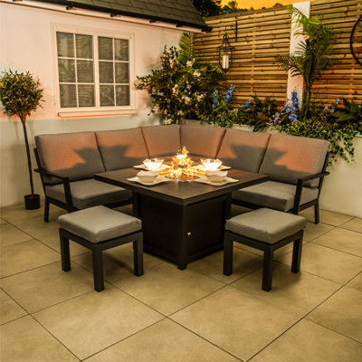 Bracken Outdoors Miami Deluxe Aluminium Compact Corner Set with Fire ...