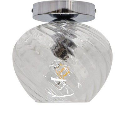 Bradson - Clear Swirl Glass Chrome Ceiling Light Fitting