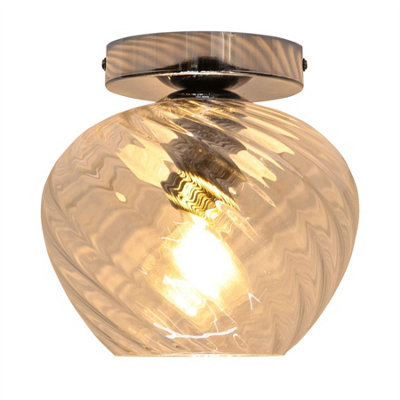 Bradson - Clear Swirl Glass Chrome Ceiling Light Fitting