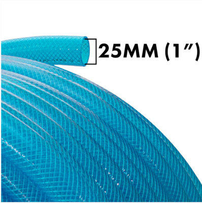 Braided Fuel Hose Blue Transparent PVC 25mmx2.6mm - 15 Meters