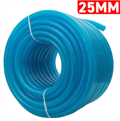 Braided Fuel Hose Blue Transparent PVC 25mmx2.6mm - 20 Meters