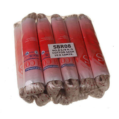 Braided Polished Red Spot Sash Cord No 8. 6mm x 10m One Colour (One Size)