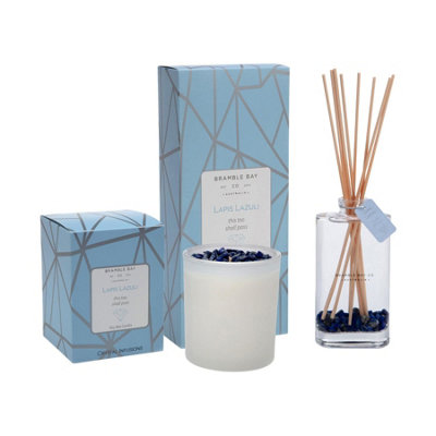 Bramble Bay - Crystal Infusions Scented Candle & Diffuser Set - 300g/150ml - Lapis Lazuli - 2pc ...