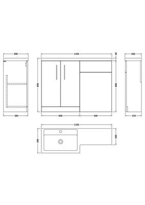 Bramshall Bathroom Bundle Floor Standing Vanity Basin and WC Unit with ...