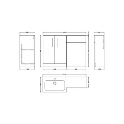 Bramshall Contemporary 2 Door Left-Hand Floor Standing Combination Unit ...