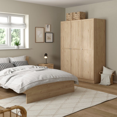 Brande Wardrobe with 3 Frame Doors in Jackson Hickory Oak