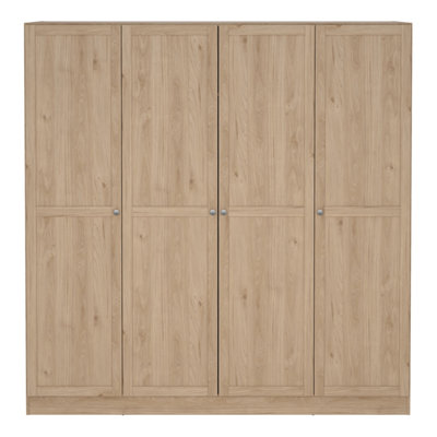 Brande Wardrobe with 4 Frame Doors in Jackson Hickory Oak