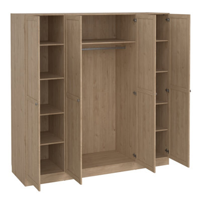 Brande Wardrobe with 4 Frame Doors in Jackson Hickory Oak | DIY at B&Q